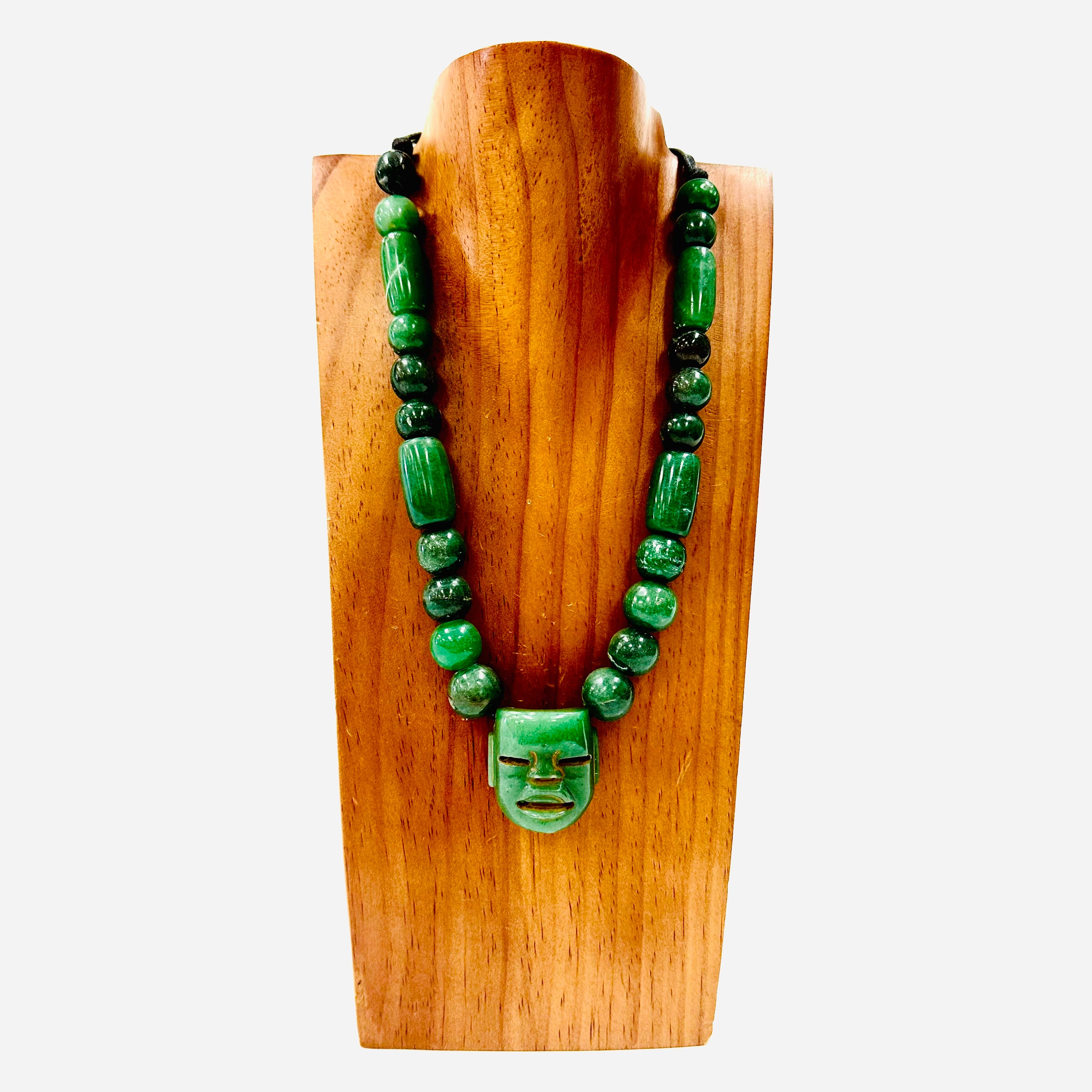 Necklace - Imperial Jade - Olmec Mask – Tochtli Cultural Wear