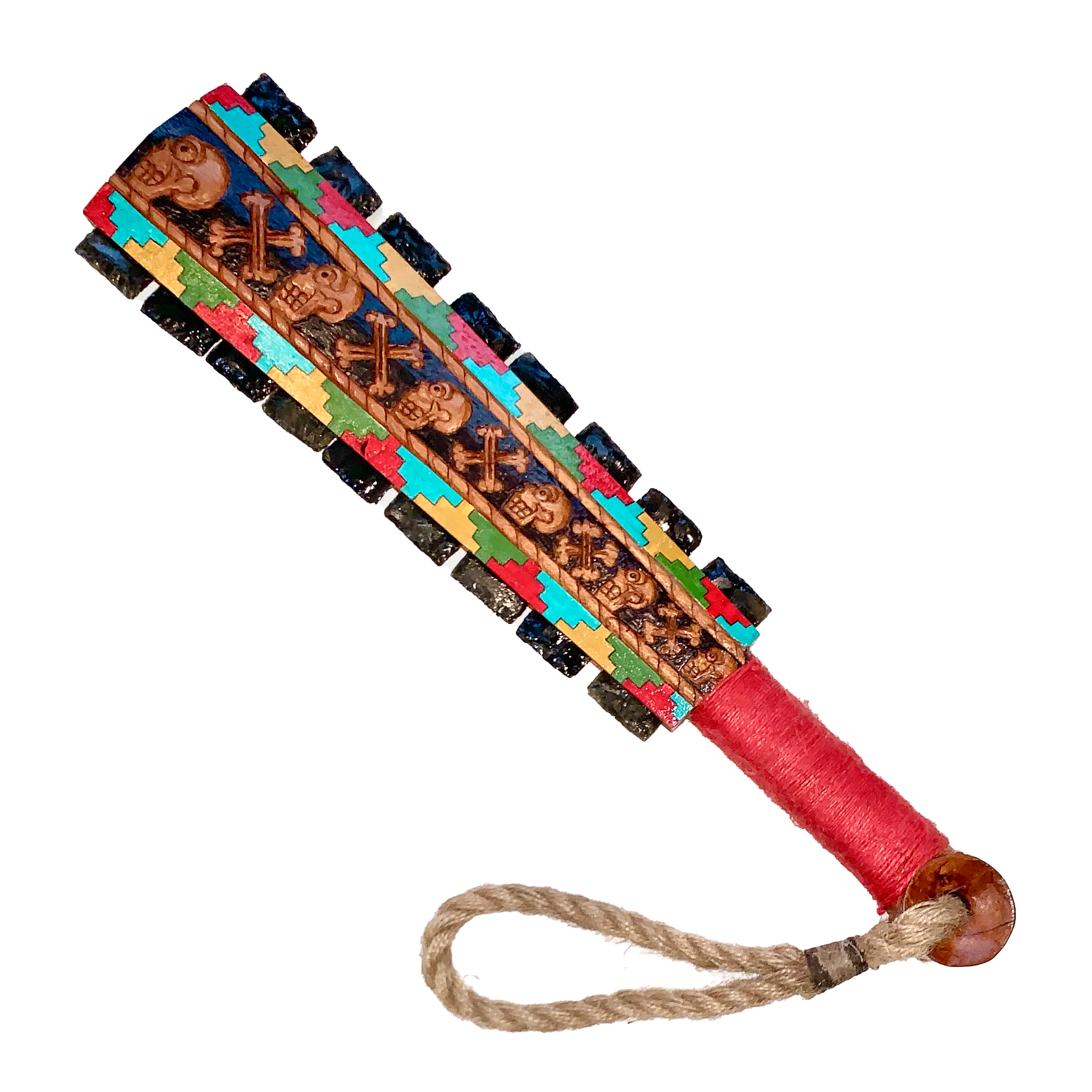 Macuahuitl (Aztec Club) 17” skulls and cross bones – Tochtli Cultural Wear