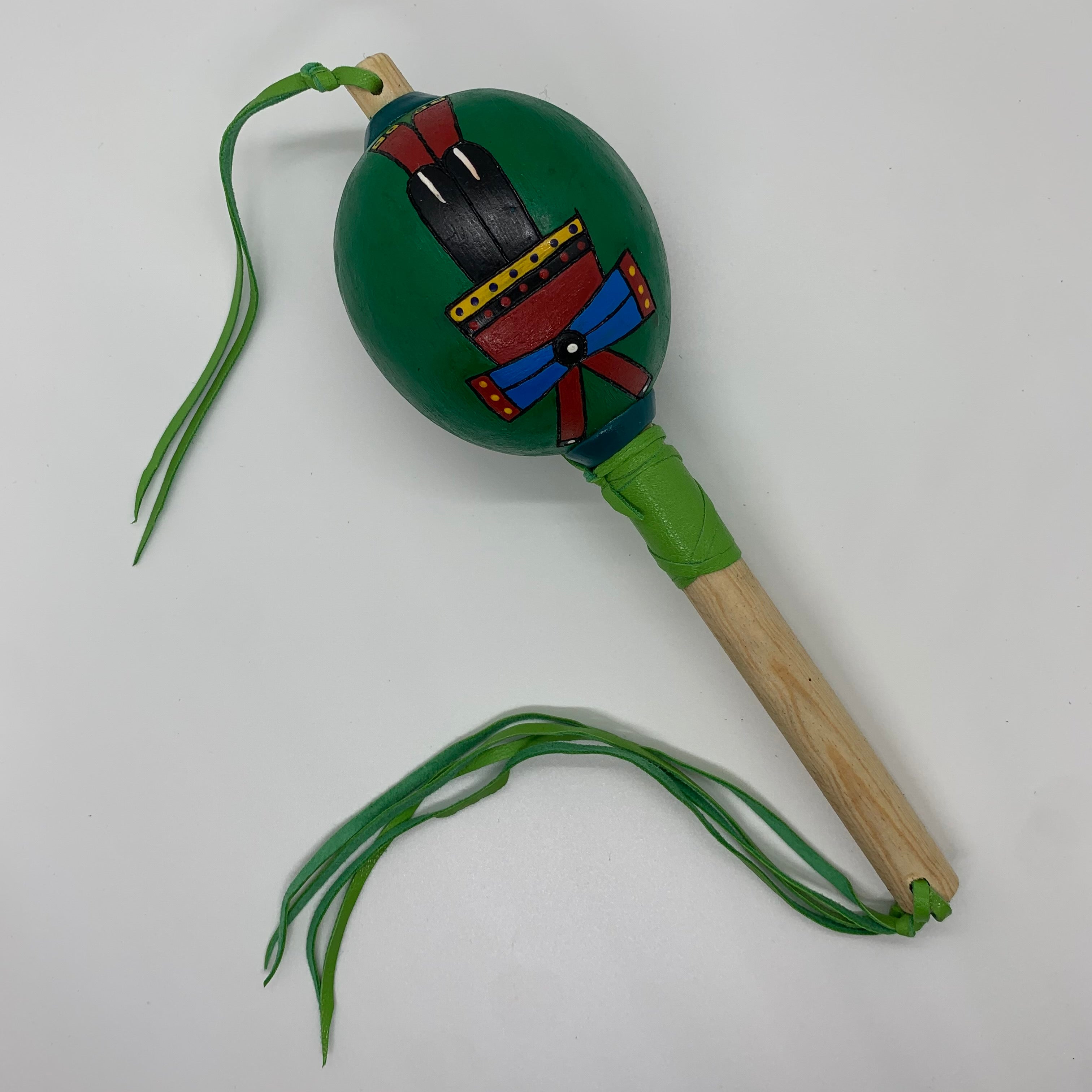 Aztec Dance Rattle painted 26 – Tochtli Cultural Wear