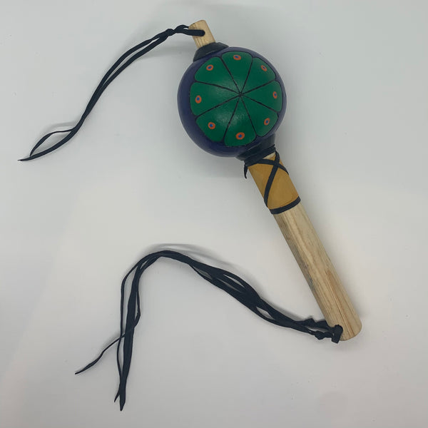 Aztec Dance Rattle painted 15 – Tochtli Cultural Wear