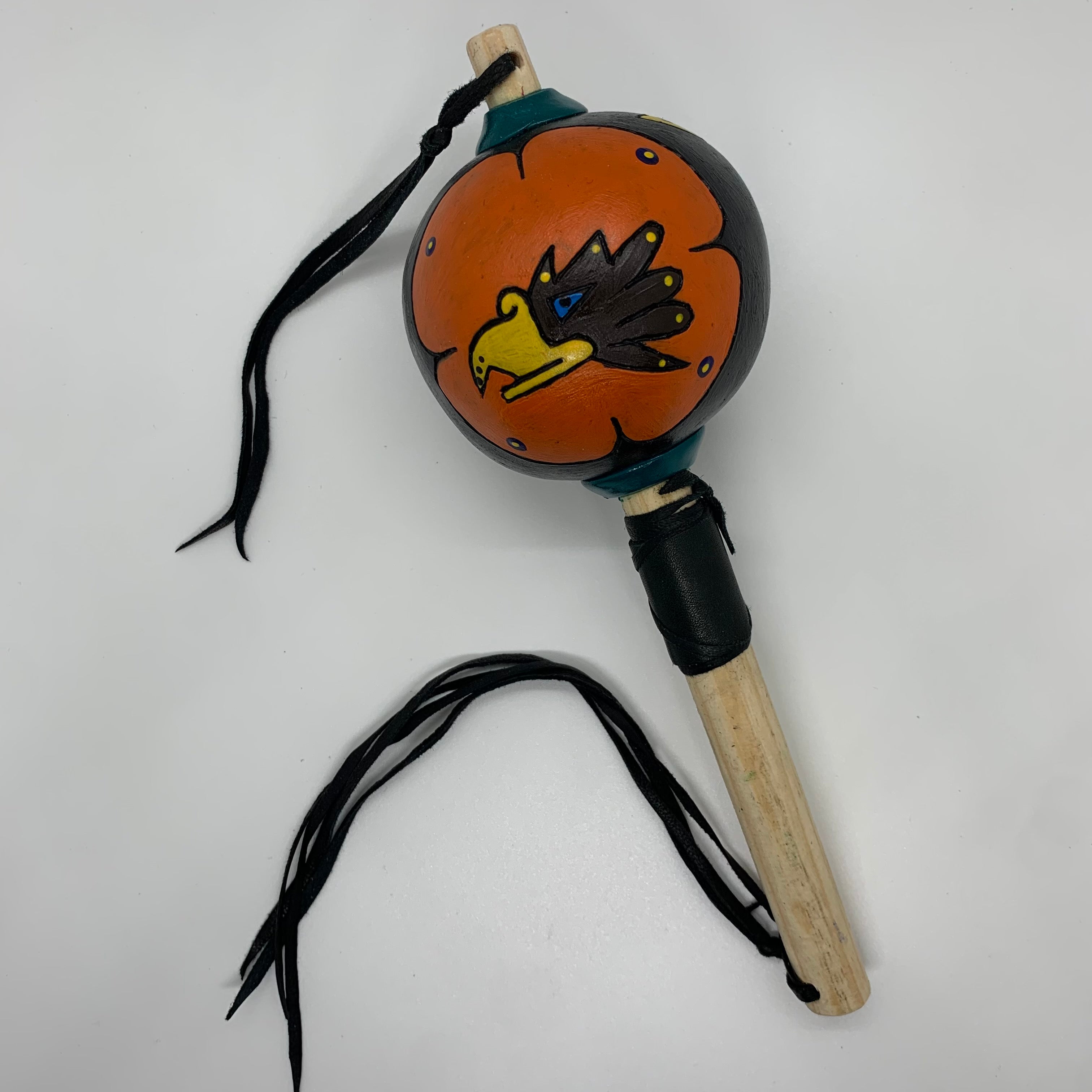 Aztec Dance Rattle painted 19 – Tochtli Cultural Wear